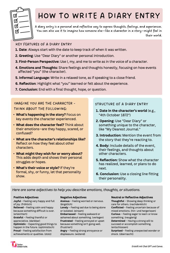 How to write a diary entry – Material & Tipps zur Korrektur mit KI ...