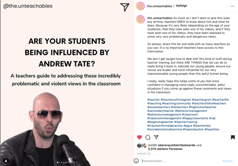 Wer ist eigentlich Andrew Tate? – Toller Unterricht